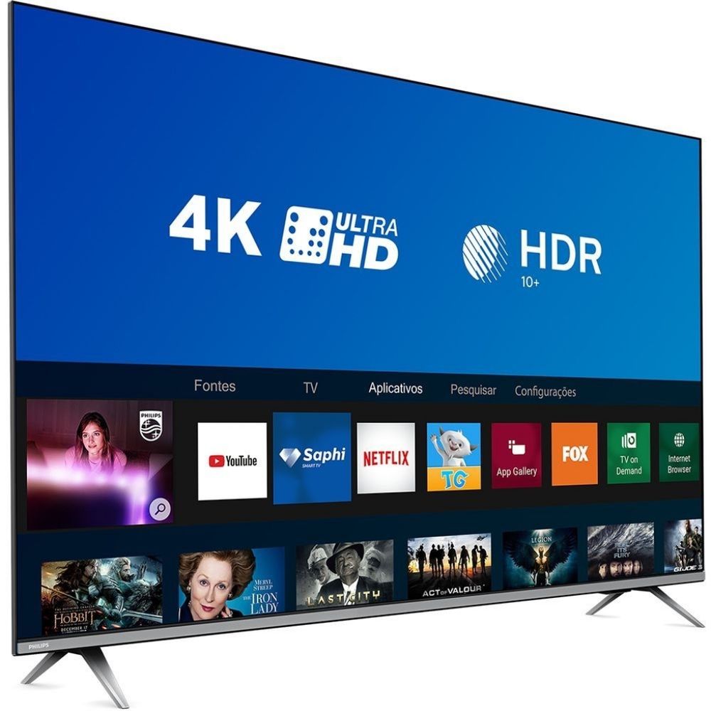 Smart Tv Led 50'' Philips 50Pug6654/78 Ultra Hd 4K, Design Sem Bordas ...